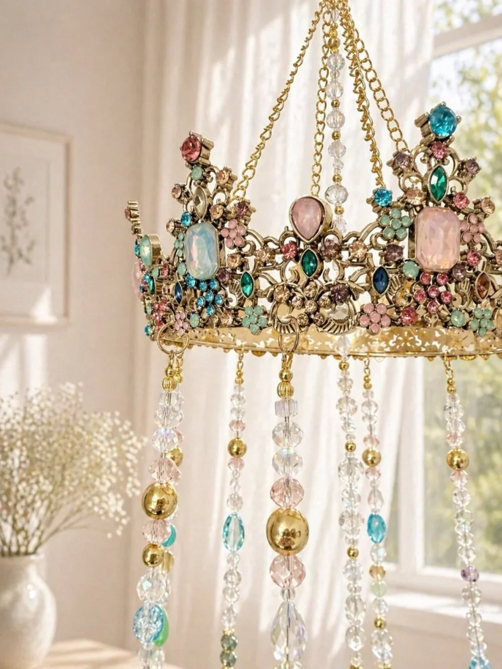 Reimagined | Accents | Handmade Crown Crystal Suncatcher Chandelier 32 ...